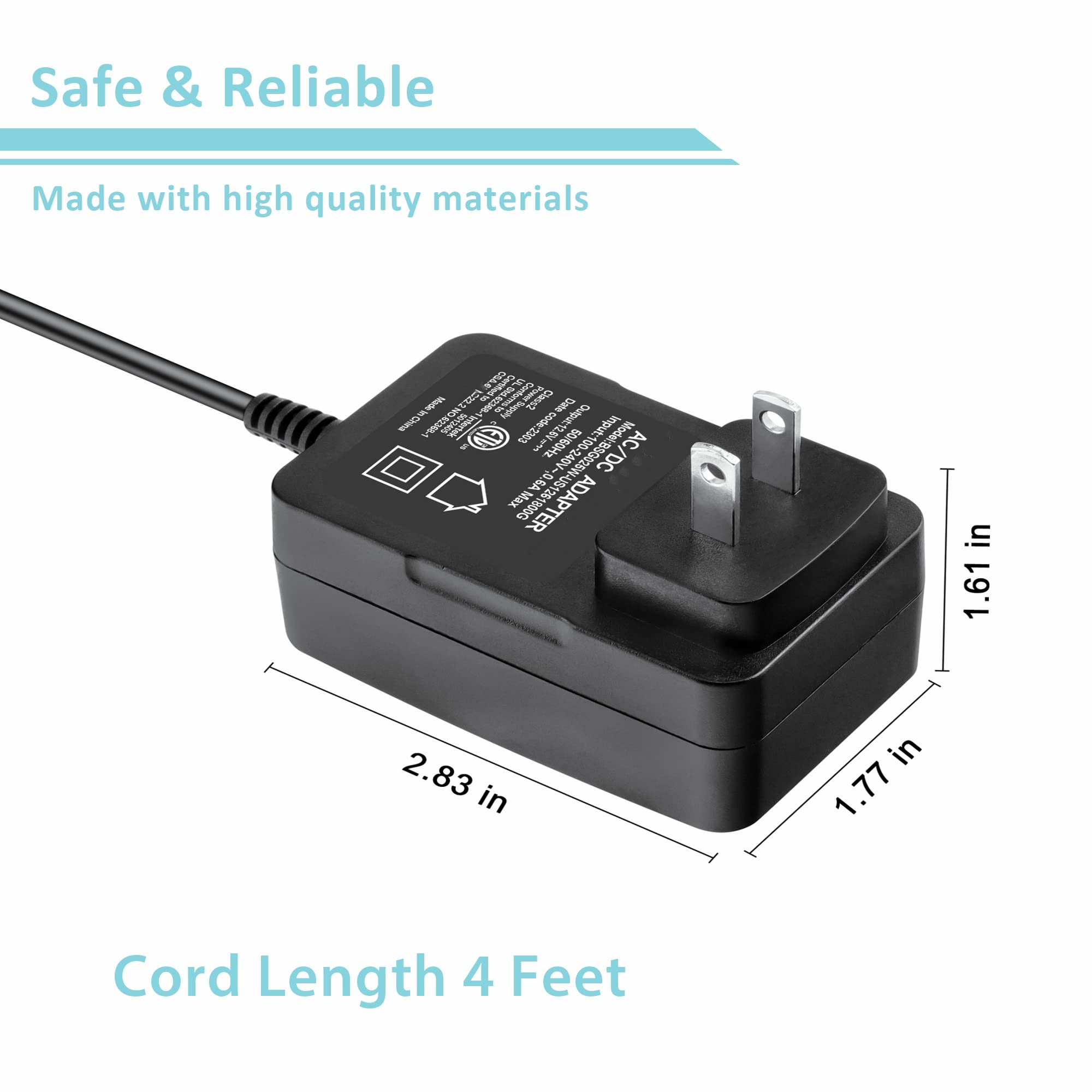 SLLEA 12.6V 1A 2-Prong ACto DC Adapter Replacement for Aiper Smart AIPURY600 AIPURY 600 Cordless Automatic Robotic Pool Vacuum Cleaner 2600mAh Lithium Ion Battery Xinsu Global XSG1261000US Charger