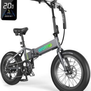 Oraimo Folding Electric Bike for Adults, 750W Brushless Motor(Peak 1000W), 48V 12Ah Hidden Battery Up to 50 Miles, 3.5H Fast Charge, 20" Fat Tire Ebike, 7 Speed Gear (Magic Gray, Standard)