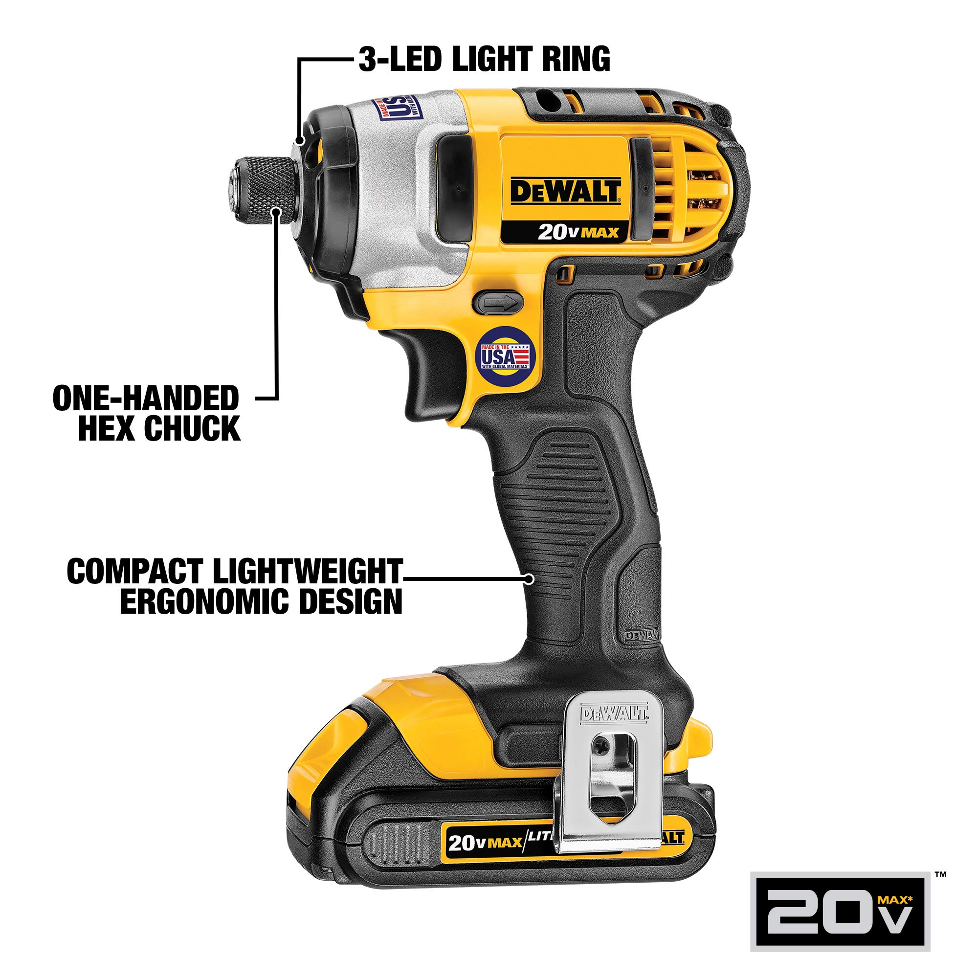 DEWALT 20V MAX* Blower for Jobsite, Compact, Tool Only (DCE100B) with DEWALT 20V MAX* Cordless Drill Combo Kit, 2-Tool (DCK240C2)