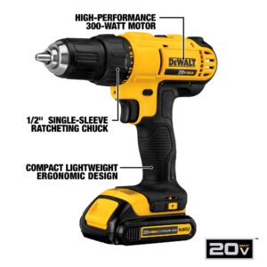 DEWALT 20V MAX* Blower for Jobsite, Compact, Tool Only (DCE100B) with DEWALT 20V MAX* Cordless Drill Combo Kit, 2-Tool (DCK240C2)