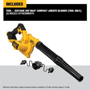 DEWALT 20V MAX* Blower for Jobsite, Compact, Tool Only (DCE100B) with DEWALT 20V MAX* Cordless Drill Combo Kit, 2-Tool (DCK240C2)