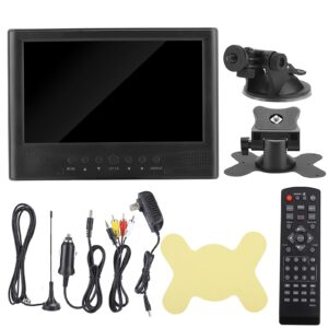 Portable TV, 1080p 9 Inch ATSC Car Digital Analog ATV Television, Support USB, TF Card, U Disk, with 1500mAh Rechargeable Battery, Bracket, 12V Car Charger