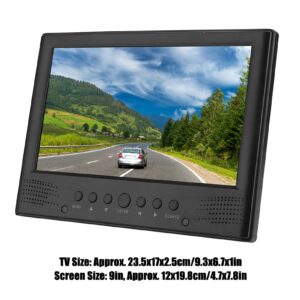 Portable TV, 1080p 9 Inch ATSC Car Digital Analog ATV Television, Support USB, TF Card, U Disk, with 1500mAh Rechargeable Battery, Bracket, 12V Car Charger