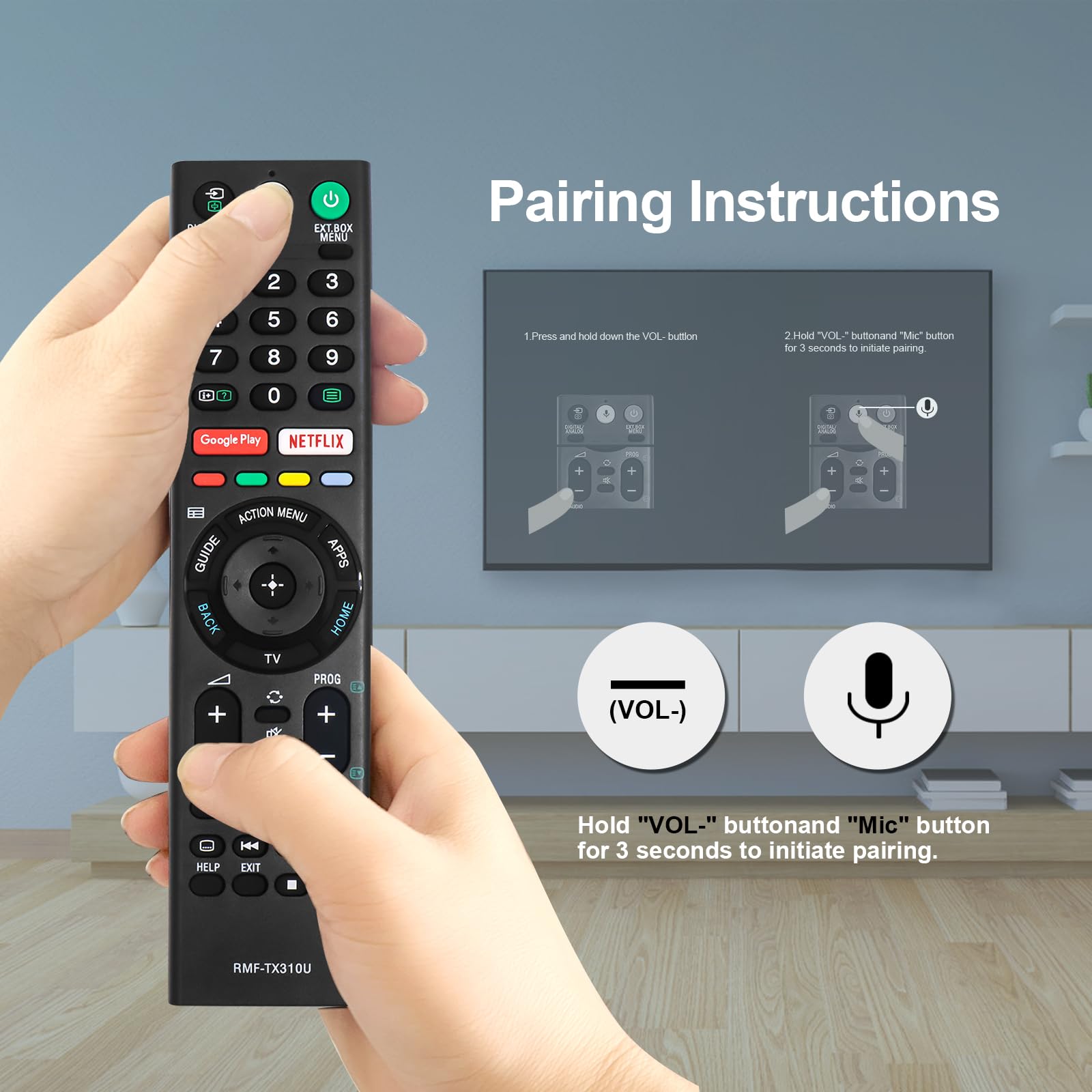 RMF-TX310U Replace Voice Remote Control with Mic fit for Sony Bravia 4K Smart TV XBR-55X900F XBR-43X800G XBR-49X800G XBR-49X900F XBR-55A8G XBR-65X800G XBR-55X800G XBR-65X900F XBR-75X800G