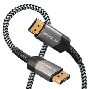 bluerigger displayport to hdmi 4k 60hz cable 15ft - (uni-directional, dp to hdmi cord, hdr, hdcp 2.2, display to hdmi male video cable) - compatible with pc, laptop, hdtv, monitor, projector