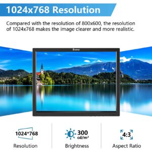 Eyoyo 14 inch LCD HDMI Monitor 1024x768 Small VGA Display Monitor for Security Cameras w/HDMI/VGA/AV/BNC Input w/Built-in Speakers and Remote