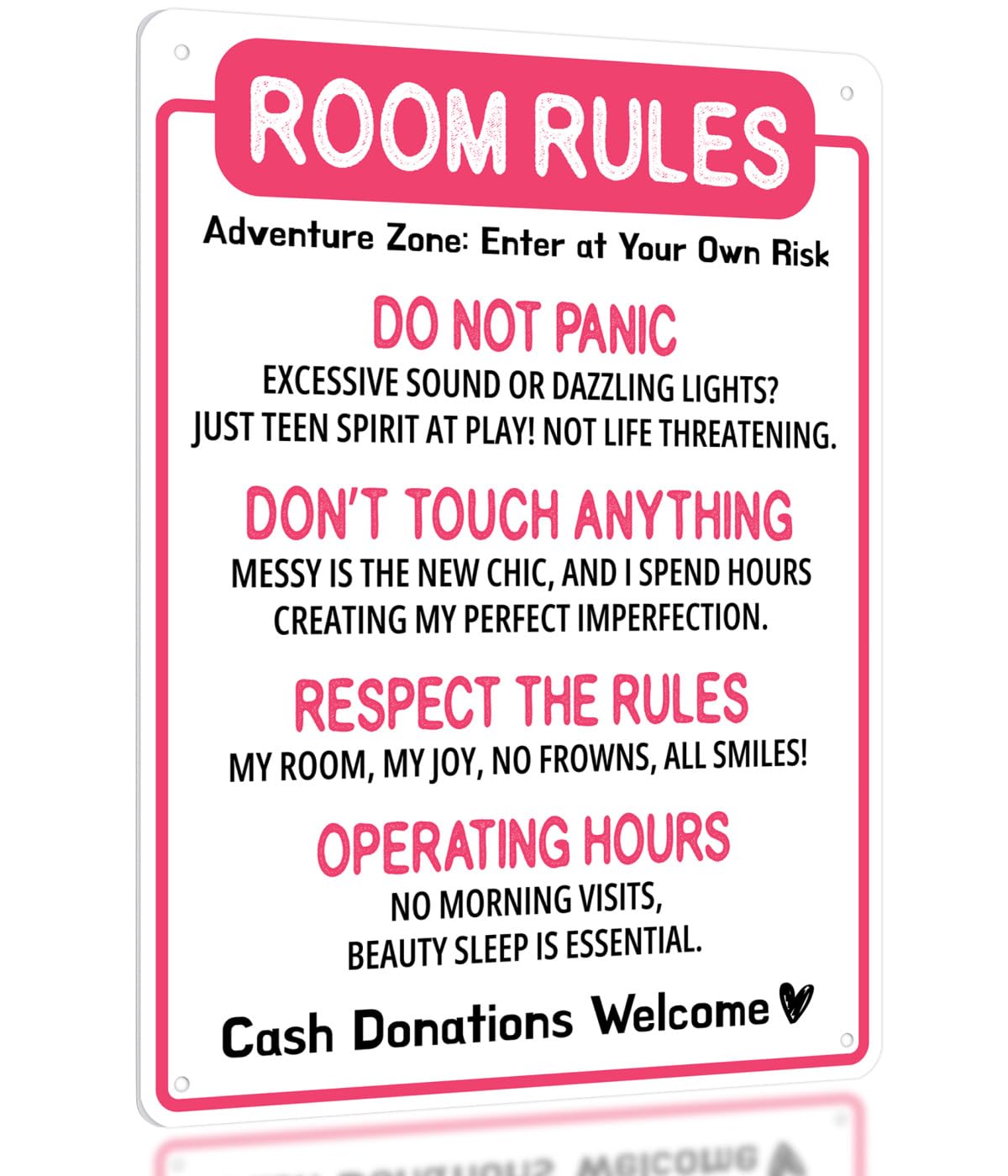 Funny Room Rules Sign - Cute Room Decor for Teen Girls Bedroom, Pink Preppy Room Decorations, Cute Teenage Door Sign & Fun Gifts for Birthday and Holidays (Room Rules)…