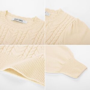 GRACE KARIN Sweater for Teen Girls 12-14 Crew Neck Pullover Apricot Sweaters Fall Winter