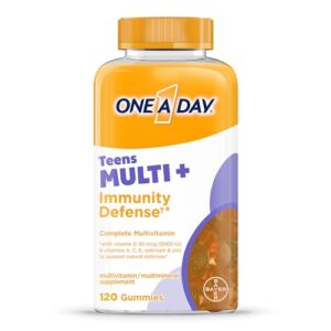 one a day teen multi+ immunity defense vitamins, multivitamin gummies with boost of immunity support with vitamins a, c, d, e, selenium & zinc, 120 count