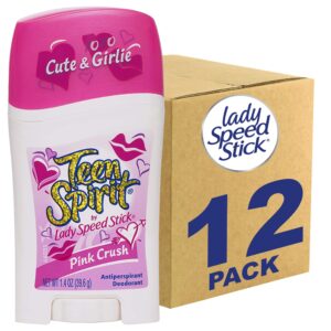 teen spirit,lady speed stick pink crush antiperspirant deodorant stick, 1.4 oz (12 pack)