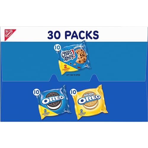 Nabisco Sweet Treats Cookie Variety Pack OREO, OREO Golden & CHIPS AHOY!, 30 Snack Packs (2 Cookies Per Pack)