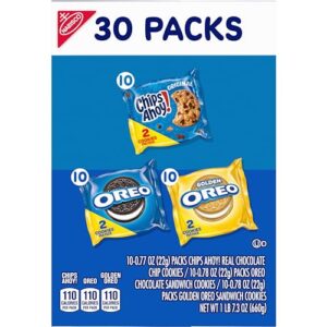 Nabisco Sweet Treats Cookie Variety Pack OREO, OREO Golden & CHIPS AHOY!, 30 Snack Packs (2 Cookies Per Pack)