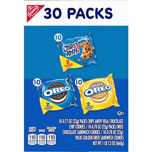 Nabisco Sweet Treats Cookie Variety Pack OREO, OREO Golden & CHIPS AHOY!, 30 Snack Packs (2 Cookies Per Pack)