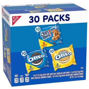 Nabisco Sweet Treats Cookie Variety Pack OREO, OREO Golden & CHIPS AHOY!, 30 Snack Packs (2 Cookies Per Pack)