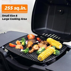 Kukoofyer Gas Grill Portable Propane Grill, Tabletop Grill Propane, 24,000 BTU Outdoor BBQ Grill Camping Grill with Two Burners, Removable Side Tables, Built in Thermometer, Black