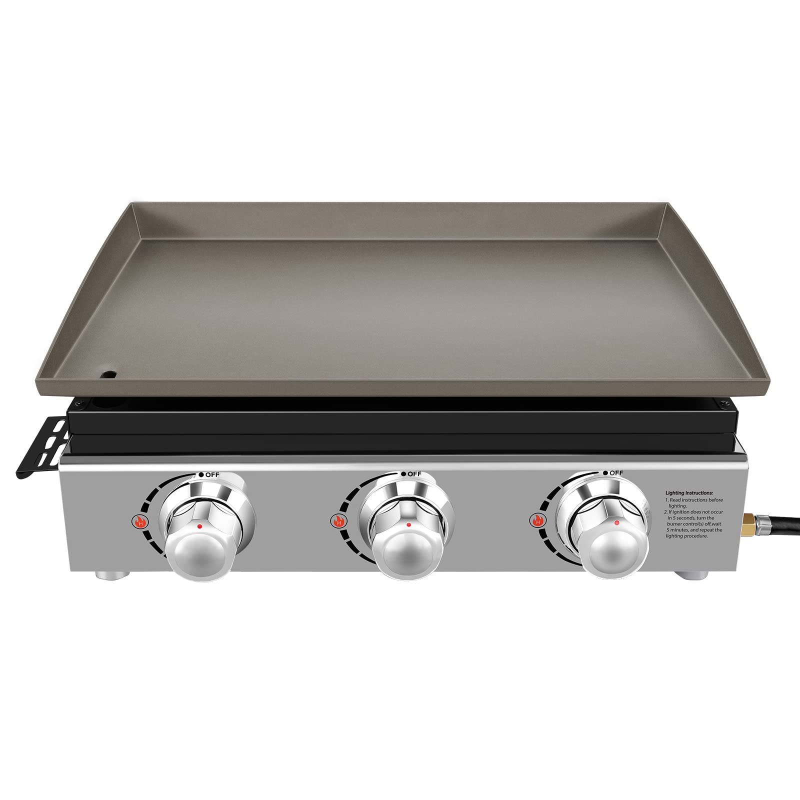 Cecarol 23in 3-Burner Propane Gas Griddle, 355 sq in, 25,500 BTU - For Outdoor, RV, Tailgating (Gray)