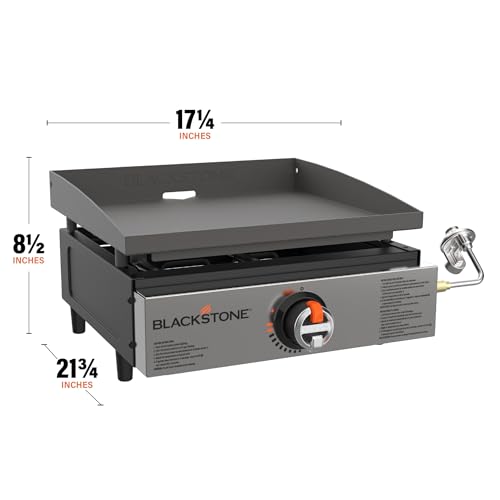 Blackstone 2142 Original 17” Tabletop Griddle with Low-Maintenance Stainless Steel Front Plate, Powder Coated Steel, Black