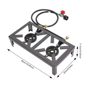 Double Propane Burner, 2 Burner Outdoor Portable Propane Stove Gas Cooker, Camping Stove with Detachable Stand Legs, Outdoor Cooking Stove for Backyard Cooking Camping Home Brewing Canning