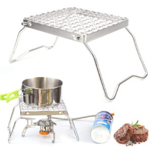 portable camping grill folding grill campfire grill, 304 stainless steel outdoor grill camping cooking portable grill -mesh campfire skillet camp grill with carry bag, for barbecues/picnics/camping