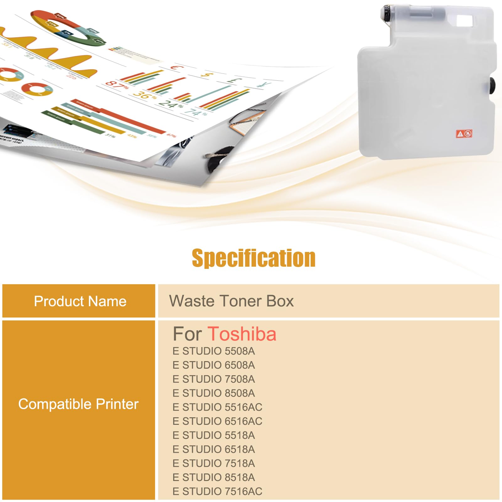 High Yield TB-FC55 TBFC55 Waste Toner Box, Compatible with Toshiba E Studio 5508A 6508A 7508A 8508A 5516AC 6516AC 5518A 6518A 7518A 8518A 7516AC Printer (1 Pack)