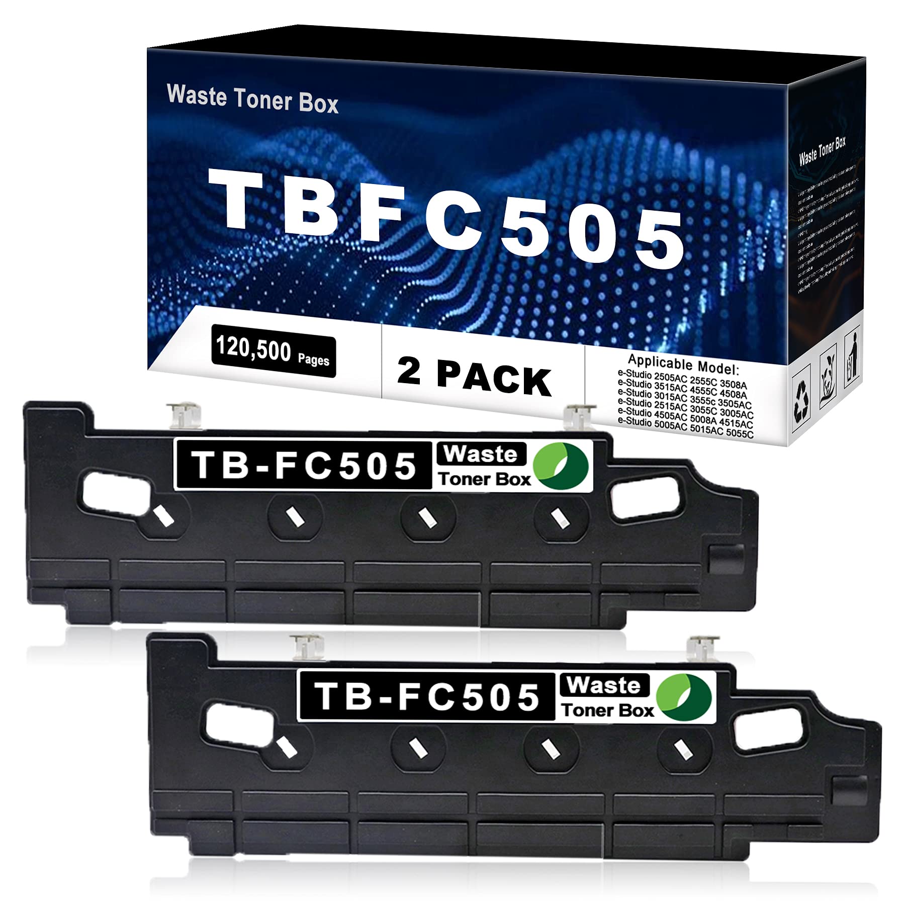 2 Pack TB-FC505 High Capacity Waste Toner Box Compatible TBFC505 Waste Toner Container Replacement for Toshiba e-Studio 2505AC 2555C 3508A 3515AC 4555C 4508A 3015AC 3555c 3505AC 2515AC 3055C 3005AC