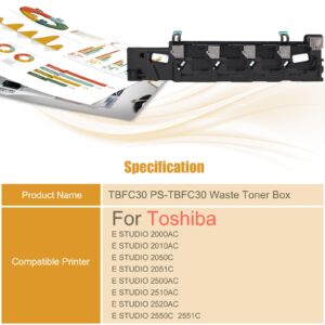 TBFC30 PS-TBFC30 Waste Toner Box Compatible for Toshiba E Studio 2000AC 2010AC 2050C 2051C 2500AC 2510AC 2520AC 2550C 2551C Printers (1 Pack)