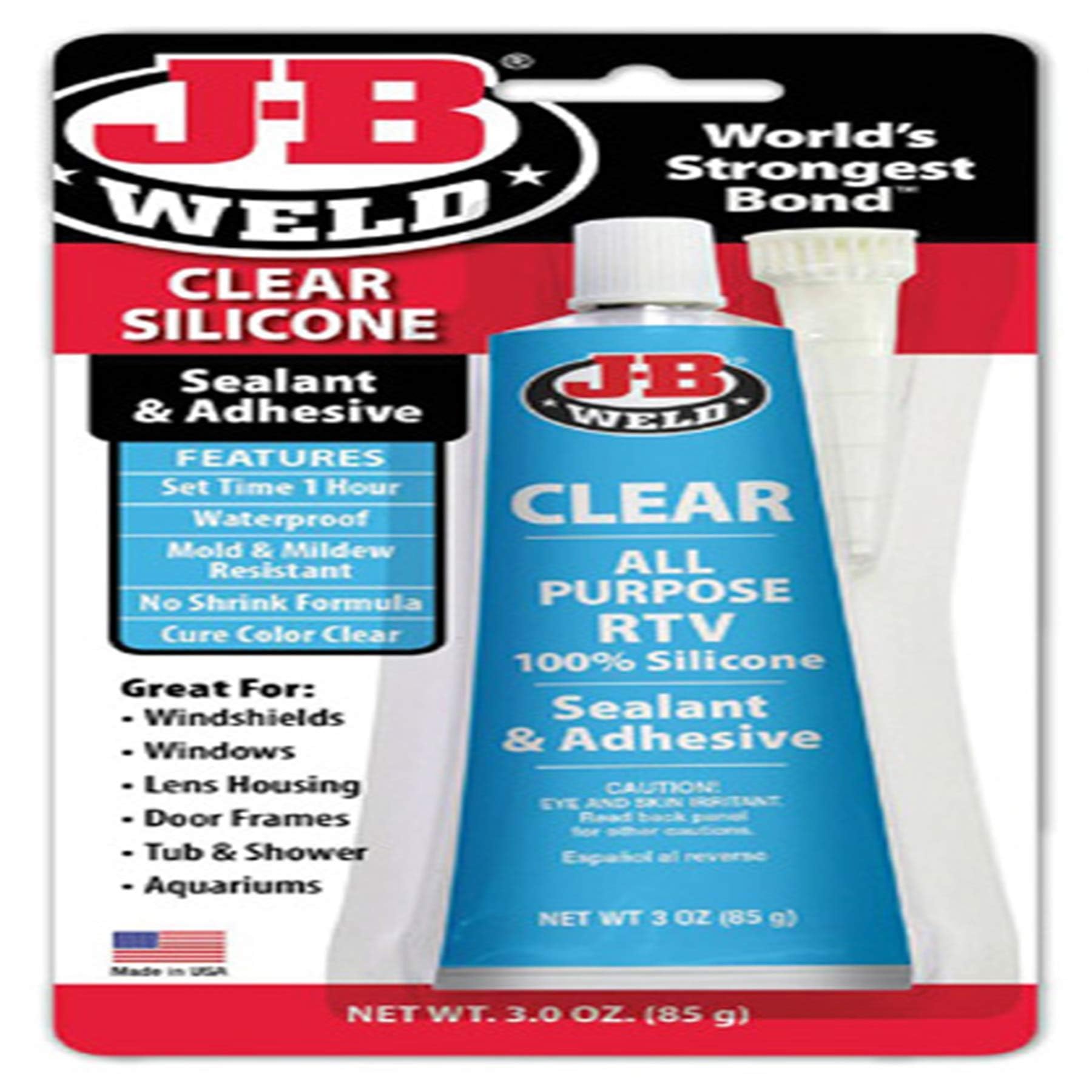 J-B Weld 31310 All-Purpose RTV Silicone Sealant and Adhesive - 3 oz. - Clear