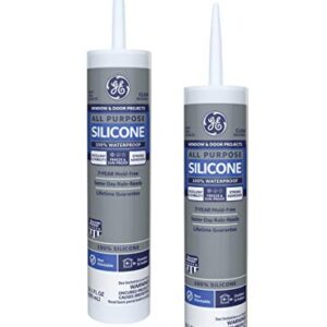 GE Silicone GE012 10.1 Oz Clear Window & Door Silicone Rubber Caulk (2 Pack)