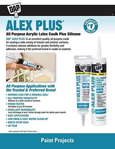 Dap 18128 Alex Plus Acrylic Latex Caulk Plus Silicone 5.5-Ounce