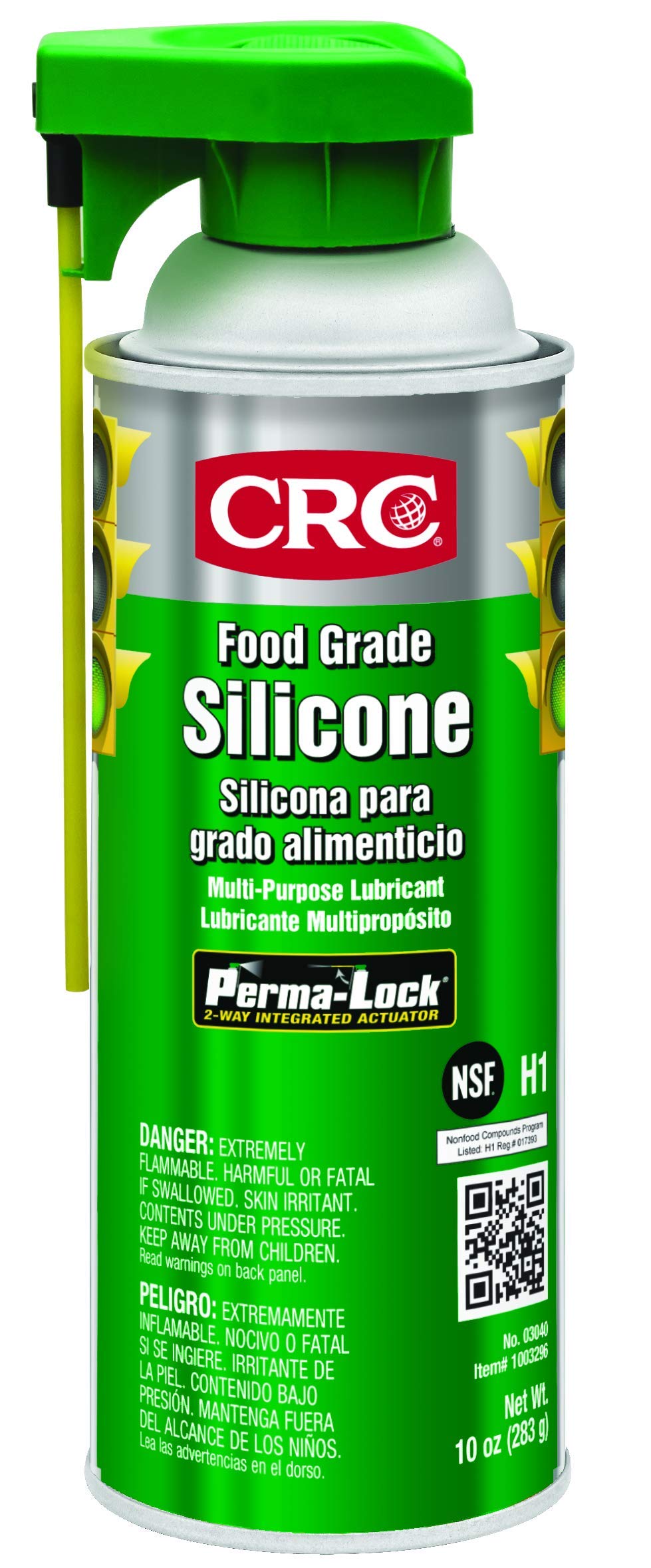 CRC Food Grade Silicone, 10 Wt Oz, Multi-Purpose Silicone Lubricant for High Temperature Applications, NSF H1 Registered Aerosol Spray (12 pack)