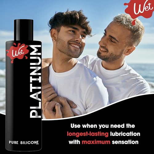 Wet Platinum Silicone-Based Lube for Men, Women & Couples, 4.2 Fl Oz - Ultra Long-Lasting & Water-Resistant Premium Personal Lubricant - Safe to Use with Latex Condoms - Non-Sticky & Hypoallergenic