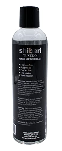 Shibari Tuxedo Silicone Lubricant, Premium Thick Lube for Women, Men, Couples, for Vaginal, Solo or Anal Play, Compatible with Natural Rubber Latex, Polyurethane, and Polyisoprene Condoms, 8 fl oz