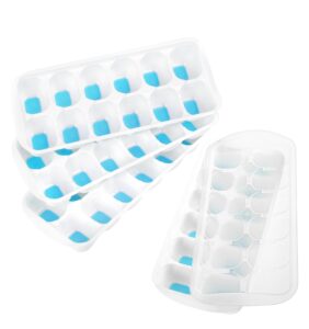 icexxp ice cube trays for freezer, 4 pack easy release & flexible silicone ice cube trays with lids, bpa free & odor free for cocktail, coffee, stackable plastic ice trays for freezer with covers