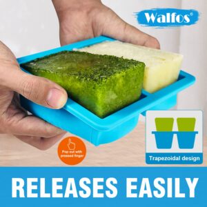 Walfos 1-Cup Silicone Freezer Molds with Lid, 4 Packs Soup Freezer Ice Cube Tray For Food, Silicone Food Freezing Container For Storing and Freezing Soup, Broth, Sauce and Ice.