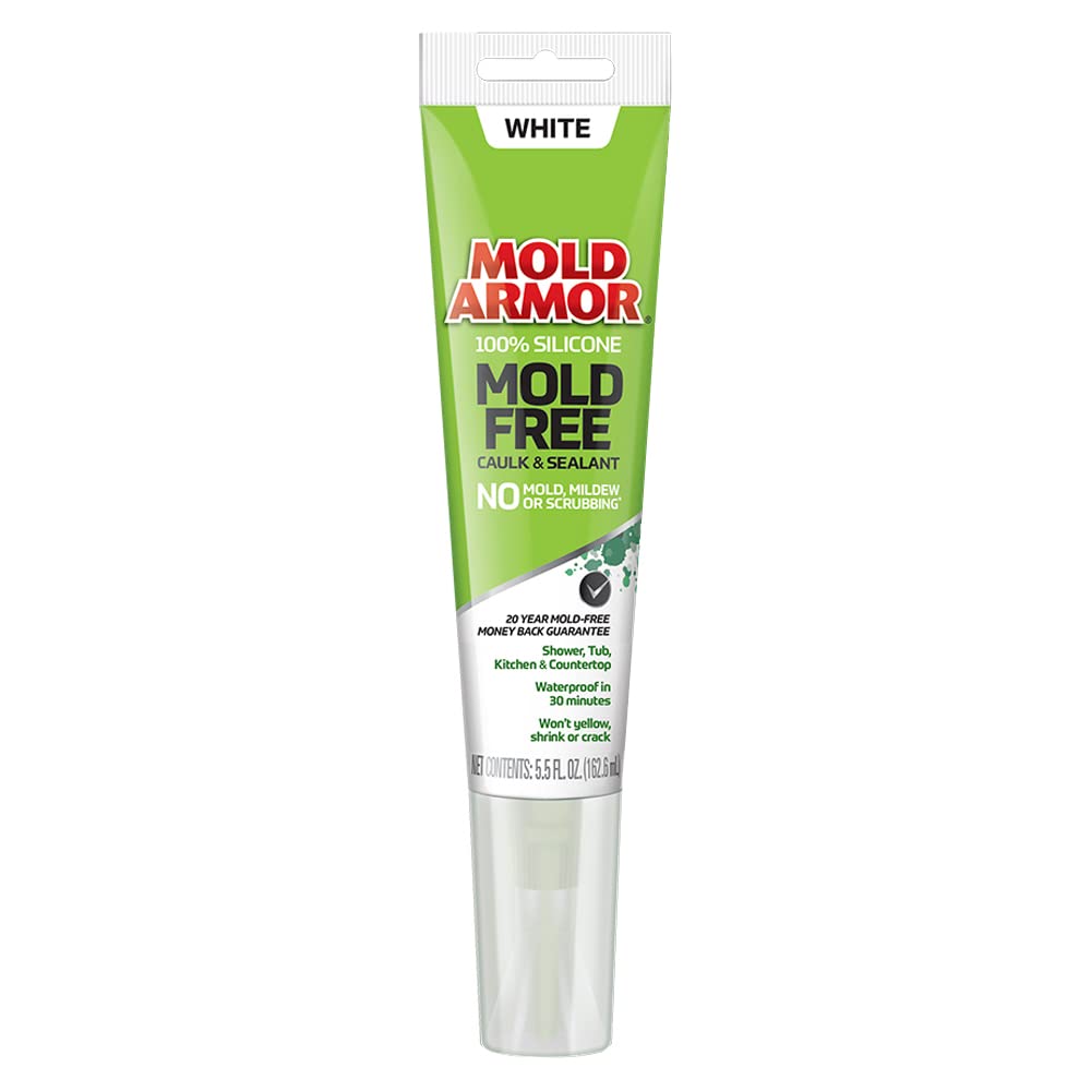 MOLD ARMOR 100% Silicone Mold Free Caulk & Sealant (White), 5.5 Oz.