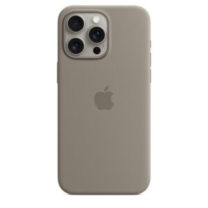 apple iphone 15 pro max silicone case with magsafe - clay