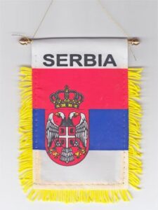 serbia - window hanging flag