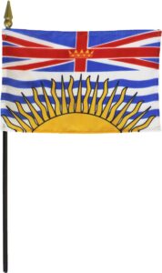 british columbia - 4 in x 6 in canadian province stick flag