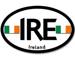 magnet oval white ire with ireland flags magnetic sticker (irish dublin decal)