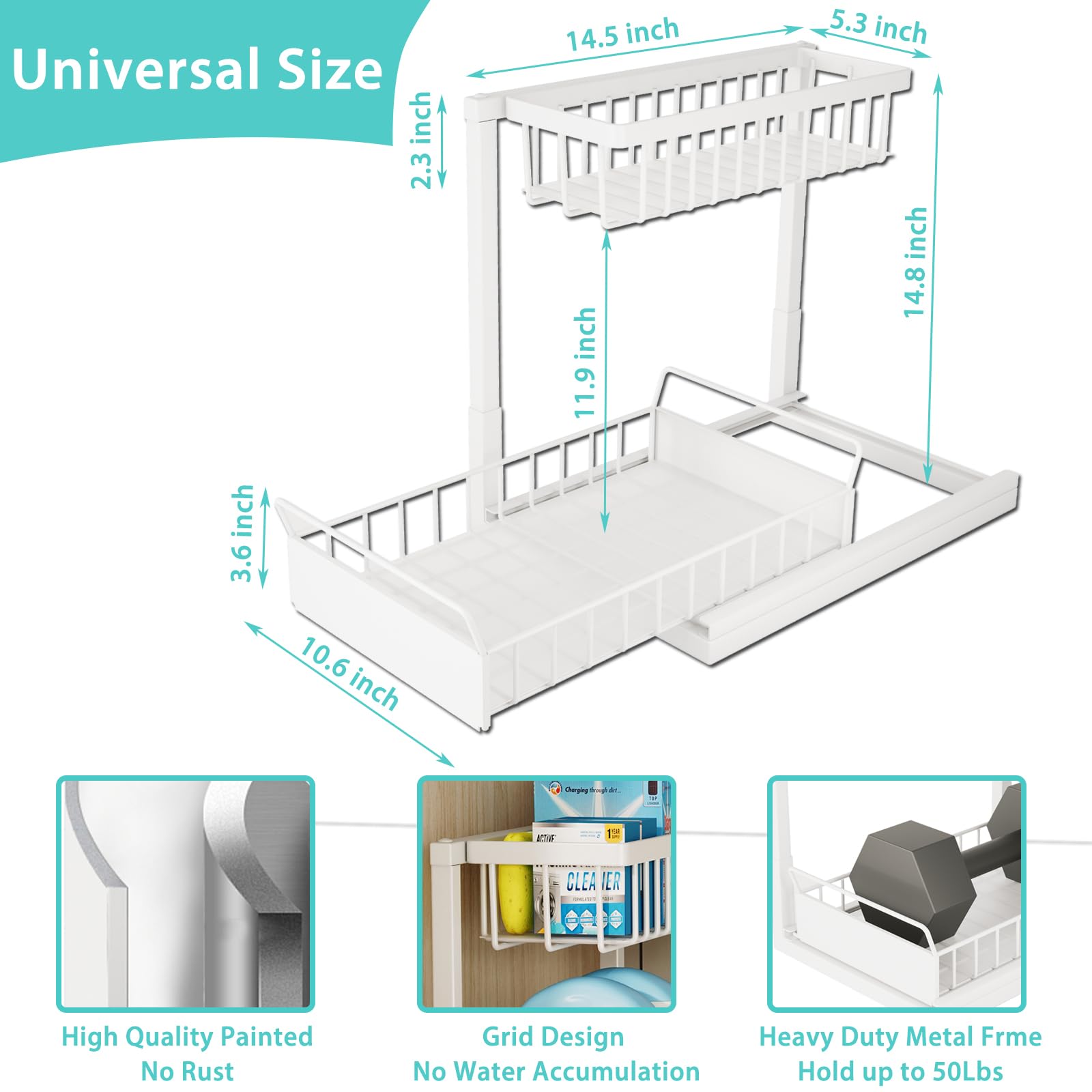 Floridy 2 Packs Under Sink Organizer, Pull Out Under Sink Organizers and Storage 2 Tier Slide Out Cabinet Basket Organizer Under Sink Storage Shelf for Kitchen Bathroom Cabinet