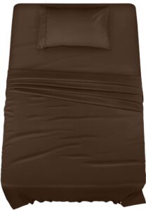 utopia bedding twin bed sheets set - 3 piece bedding - brushed microfiber - shrinkage and fade resistant - easy care (twin, brown)