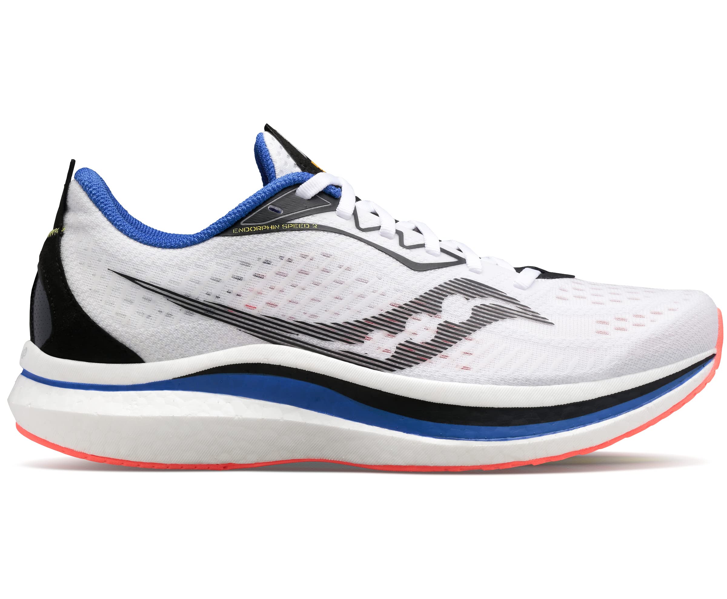 Saucony Men's Endorphin Speed 2 Running Shoe, White/Black/Vizi, 15