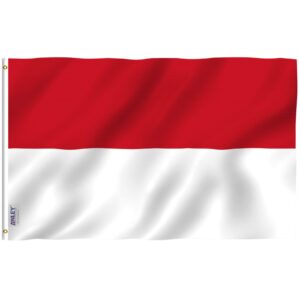 anley fly breeze 3x5 feet monaco flag - vivid color and fade proof - canvas header and double stitched - principality of monaco flags polyester with brass grommets 3 x 5 ft