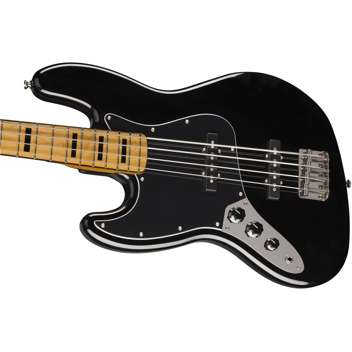 Squier Classic Vibe 70s Jazz Bass, Black, Left-Handed, Maple Fingerboard