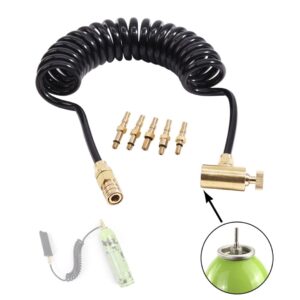 ZCTCL Universal Remote Coil Hose Paintball CO2 Filling & Charging Systems with Airsoft Adapter Set for Green Gas Bottle Canisters, Black