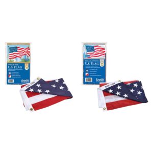 annin flagmakers american flag tough-tex polyester flag & model 2220 american flag nylon solarguard nyl-glo, 4x6 ft, 100% made in usa with sewn stripes, embroidered stars and brass grommets