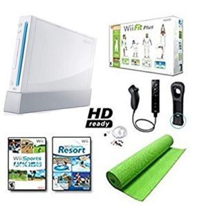 nintendo wii black system hd ready + wii fit plus, balance board mat bundle