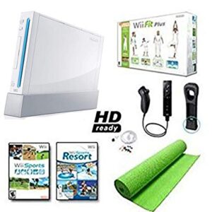 Nintendo Wii Black System HD Ready + Wii Fit Plus, Balance Board Mat Bundle