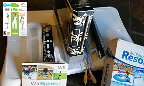 Nintendo Wii Black System HD Ready + Wii Fit Plus, Balance Board Mat Bundle