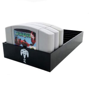 Collector Craft, Black, N64 Compatible Cartridge Holder, N64 Game Tray, Holds 10 Games, Organization, Retro Video Game Collection, Works with Nintendo 64 NTSC and PAL Cartridges